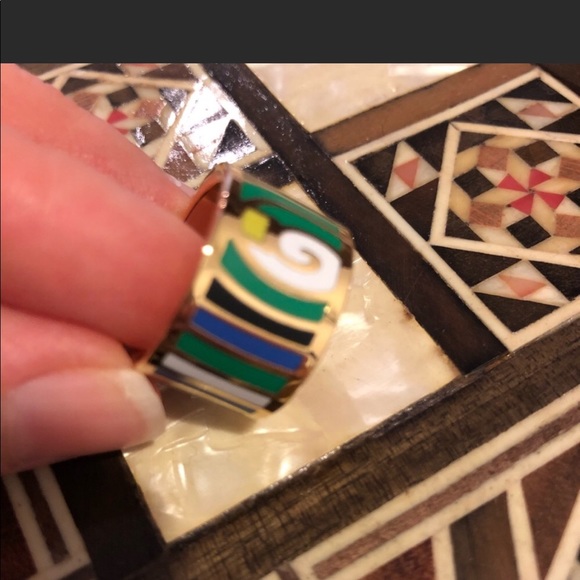 Jewelry | Hp Stainless Steel Gold Enamel Ceramic Ring | Poshmark